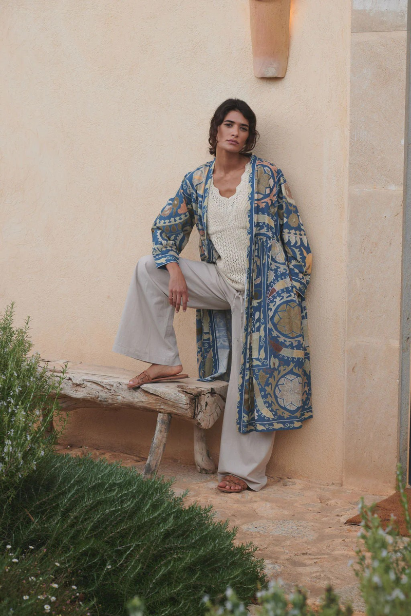 Susani Blue Duster Jacket – White Lotus Living